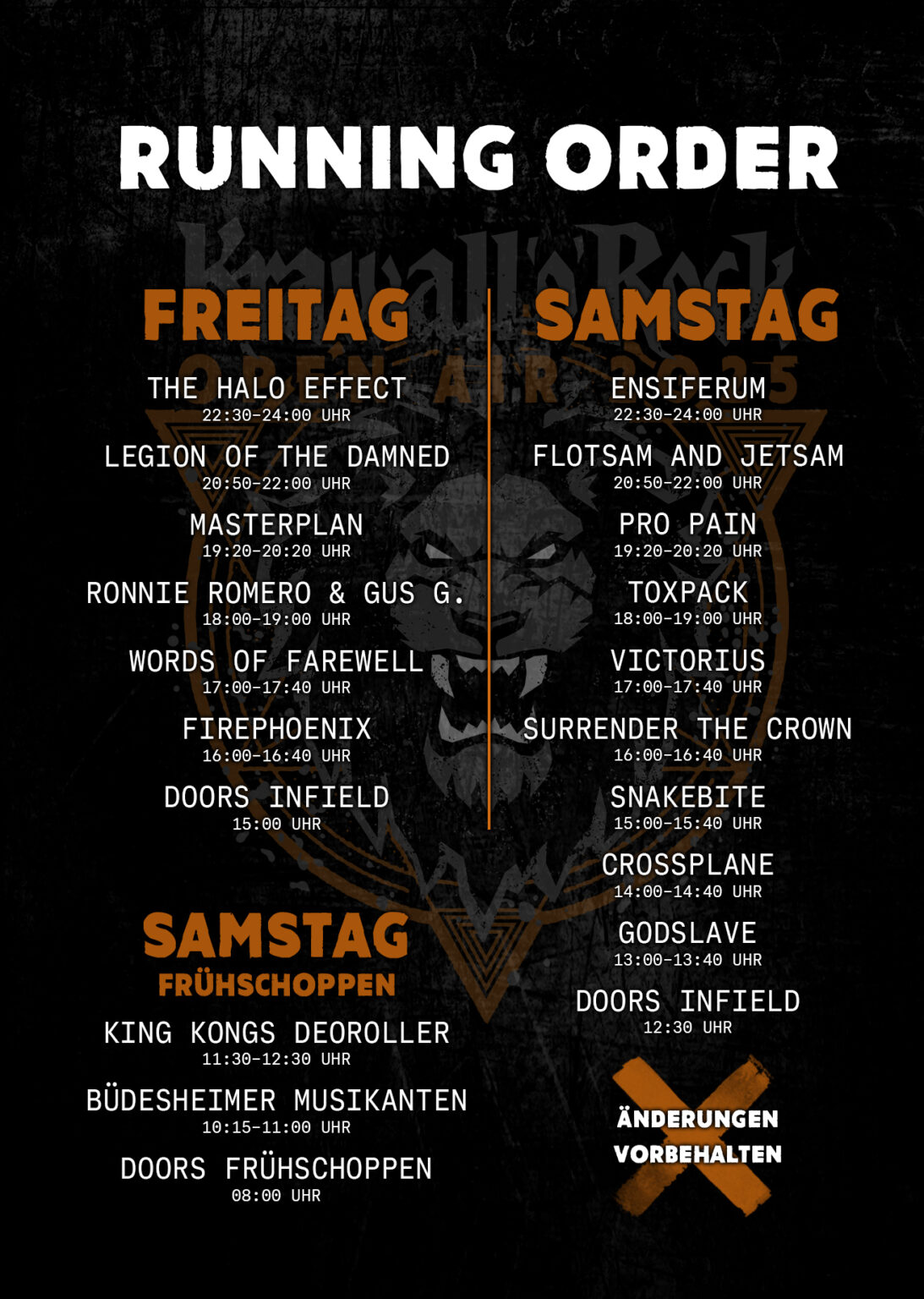 Running Order - Krawall'o'Rock Open Air